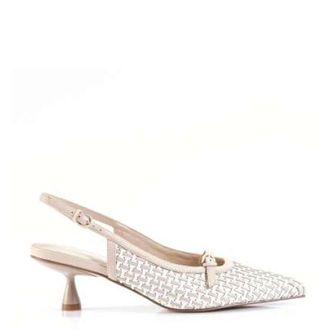 Jeannot Gewebte Nude Slingback Abs&auml;tze - - Shoes - Damen - Beige - 36 EU