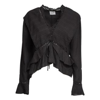 Isabel Marant Bluse aus Baumwoll- und Leinengaze - - Blouses & Shirts - Damen - Schwarzk - XS