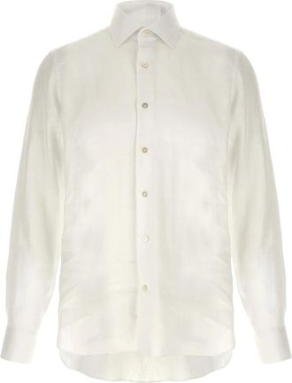 Borriello Homme, Chemises, Blanc, Taille: XL Chemise l&eacute;g&egrave;re en lin cousue &agrave; la main
