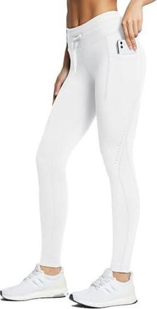 Baleaf Legging doublé en Polaire pour Femme Imperméable Chaud pour lhiver, randonnée Ski Course Taille Haute avec Poches Blanc XXL