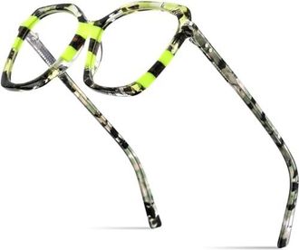 Generic Monture de lunettes en acétate multicolore pour femme, oeil de chat, vert, taille unique 2026