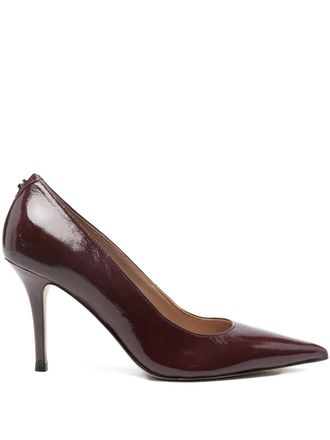 Guess Co escarpins en cuir &agrave; bout pointu Prindy 85 mm - Rouge