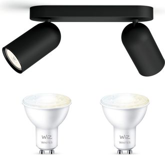 Philips myLiving Pongee Aufbaustrahler - Schwarz - 2 flammige Spots - Spots Oberfl&auml;che inkl. WiZ GU10 - Warmwei&szlig; bis kaltwei&szlig;es Licht - Bluetooth