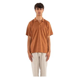 MC2 Saint Barth Homme, Tops, Brun, Taille: 2XL Polo en lin tricoté en 19H