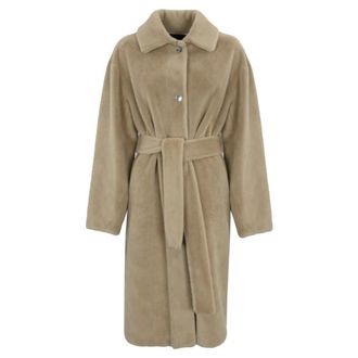 Pinko Kunstpelzmantel mit G&uuml;rtel - - Coats - Damen - Beige - M