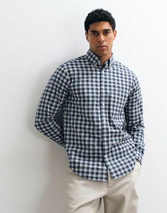 GANT Hemd in Gr&uuml;n mit Karomuster, Regular Fit, aus Popeline