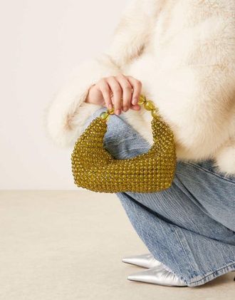 Sui Ava Sac &agrave; main souple en perles avec poign&eacute;e sup&eacute;rieure - Vert