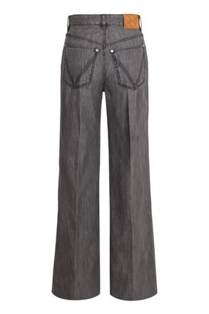 Bottega Veneta Womens Wide-Leg Jeans Grey Cotton