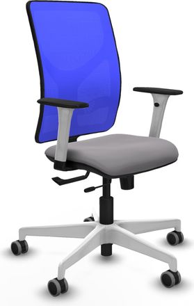 Piqueras y Crespo B&uuml;rostuhl mit schwarzen und wei&szlig;en Armlehnen, h&ouml;henverstellbare Lendenwirbelst&uuml;tze, ausgestattet mit Syncro/Traslack und Schneideschaum, Blau/Grau