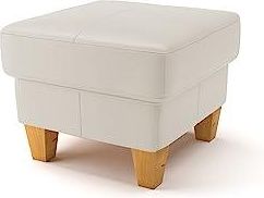 Cavadore Stauraum-Hocker Ammerland / Polsterhocker im Landhaus-Stil mit Stauraum unter dem Deckel / 101 x 84 x 93 / Leder Weiß