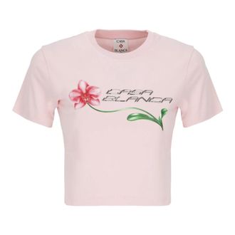 Casablanca Orchid Logo Cropped Baby Tee - - Tops - Damen - Rosa - XS