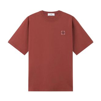 Stone Island Homme, Tops, Rouge, Taille: M 2100030 Combed Cotton Jersey