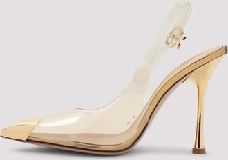 Gianvito Rossi Hohe Schuhe - Metallic High-Heeled Pumps With Transparent Upper - Gr. 37,5 (EU) - in Beige - f&uuml;r Damen