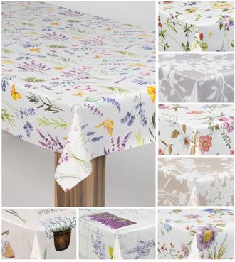 Laro Wachstuch-Tischdecke Wachstischdecke Gartentischdecke, Muster:Blumenflügel Bunt Weiß, Größe:140x200