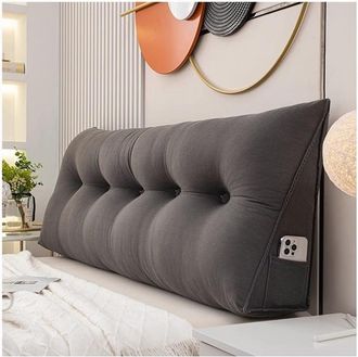 Generic Dreieckiges Kissen, Kopfteilkissen, Abnehmbares Und Waschbares Nachtsofa, Tatami-Ruhelesekissen, Bettkissen Mit Maschinenwaschbarem Bezug(Light Coffee