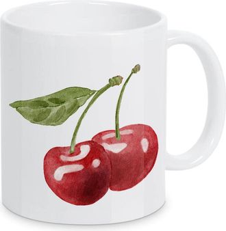 artboxONE Tasse Aquarell Kirsche Kunst von DesignECShop - Kaffeetasse Essen & Trinken/Obst & Gem&uuml;se