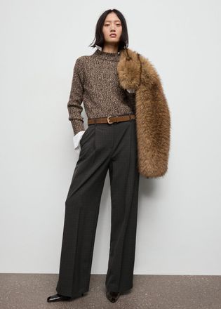 Mango Pantalon &agrave; carreaux &agrave; pinces marron - Femme - 36 - MANGO