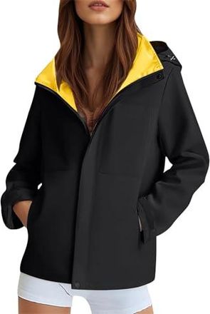 Generic Veste dhiver chaude en fausse polaire pour femme avec capuche amovible, Noir, 5XL