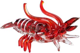 GILDE GLAS art GlasArt Skulptur Hummer mit Glitzer, 38 cm breit, rot, dekorative Glasfigur als Geschenk für Verschiedene Anlässe