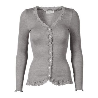Rosemunde Hellgrauer Cardigan mit Spitzen-Details - - Knitwear - Damen - Grau - XL