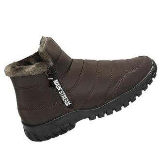 Generic Bottes de neige dhiver pour homme - Imperméables - Antidérapantes - Doublées en fausse fourrure - Chaudes - Hauteur cheville avec fermeture éclair - L