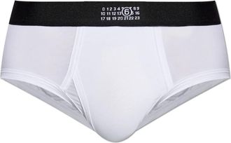 Maison Margiela Homme, Sous-v&ecirc;tements, Blanc, Taille: XL Logo Briefs