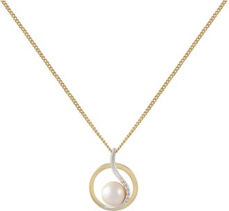 Fascination by Ellen K Halskette Gold 375 Perle wei&szlig; 7-7,5mm und Zirkonia wei&szlig;