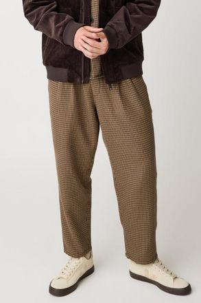 Knowledge Cotton Apparel Herren vegan Hose Ozone Relaxed Hahnentrittmuster Dunkelbraun Kariert