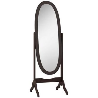 HOMCOM Miroir &agrave; Pied Ovale Style Shabby Chic Inclinaison r&eacute;glable dim. 48L x 46l x 147H cm MDF Caf&eacute;