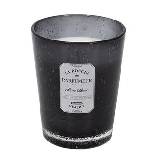 The Home Deco Factory BO5573 Bougie Parfum&eacute;e en Verre Bulle - Senteur Musc Blanc - Temps de Combustion 35h - Dimensions 13 x 16 x 13 cm - Hauteur 16 cm - Couleur Gris Fonc&eacute;