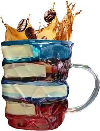 Generic Acunny Tasse &agrave; caf&eacute; empilable pour livres - Tasse en verre peinte sur le th&egrave;me litt&eacute;raire - Support pour boissons chaudes ou froides, articles de lect