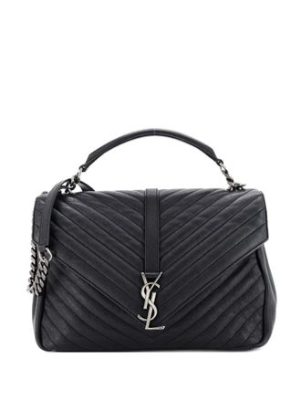 Saint Laurent Gro&szlig;e Classic Monogram College Bag Matelasse Chevron Schultertasche - Schwarz