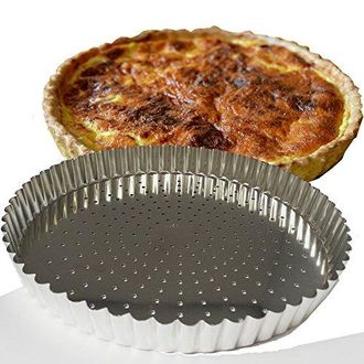 G&ouml;bel Kuchenform, 28 cm, mobiler Boden, perforiert, 126441, Silber