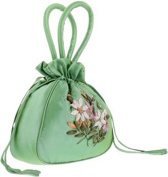 BESTONZON Paquet &agrave; Main &agrave; Poign&eacute;e Brod&eacute;e Fleurs Mini Pochette en Velours Polyester Paquet &agrave; Cordon Fleuri Petit Cabas pour Maman Usage Quotidien et Mariage Brod