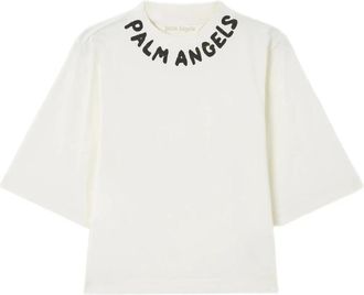 Palm Angels Femme, Tops, Blanc, Taille: 38 FR Boxy Tee