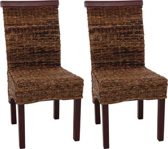 Mendler 2er-Set Esszimmerstuhl Korbstuhl M45 Stuhl Bananengeflecht - hell, ohne Kissen