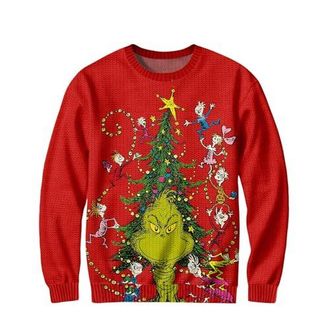Generic Le Grinch Pull De Noel Homme Adulte Sweater Pyjama Drole Costume Femme The Deguisement Sweat Pulls Christmas Famille Sweats Noel 2025 Moche Vetement E