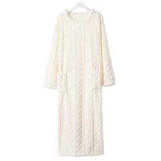 Generic V&ecirc;tements de d&eacute;tente dhiver 2026, robes de nuit, v&ecirc;tements dhiver en polaire corail, v&ecirc;tements dint&eacute;rieur chauds pour femmes, blanc, Taille unique