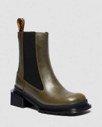 Dr. Martens Maybole Chelsea Square Toe Leder Stiefel in Gr&uuml;n, Gr&ouml;&szlig;e: 36
