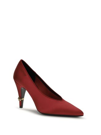 Versace Womens Gianni Satin Pumps Carminio Red-Gold 82 Viscose; Silk Red/gold 82 High Heel Shoes