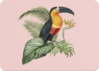 Fabulous Platzsets, weich, Unterseite aus Kork, rosa - Ara, tropischer Vogel, exotisch, Dschungel, Tukan, Papagei, groß, 39,5 x 28,5 cm, 4 Stück