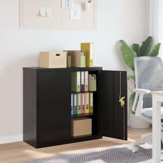 vidaXL Aktenschrank Schwarz 90x40x90 cm Stahl Vidaxl