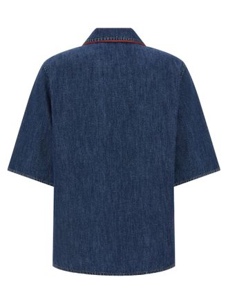 Valentino Garavani Cotton Denim with Red Piping Shirt - Blue