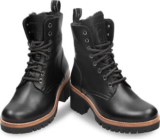 Panama Jack Winterstiefelette PANAMA JACK Padma, Damen, Gr. 41, schwarz, Nappaleder, unifarben, Schuhe Winterstiefelette, Schn&uuml;rstiefelette, Blockabsatz, Profilso