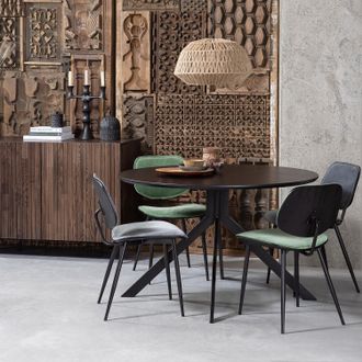 Woood home24 Esstisch Motala Ø 120cm Schwarz