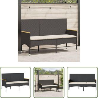 vidaXL 3-Sitzer - Gartenbank 3-Sitzer mit Kissen Schwarz Poly Rattan