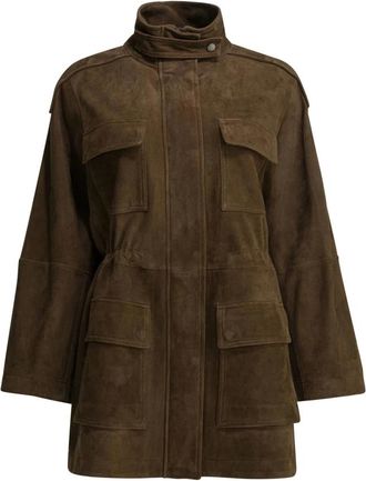 Brunello Cucinelli Femme, Vestes, Brun, Taille: 34 FR Veste utilitaire Couture en daim