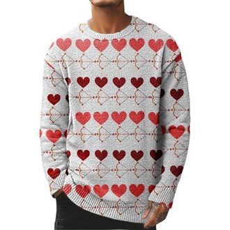 Generic Pull pour homme - Pull thermique fantaisie imprimé pour homme - Ample - Décontracté - Poignets élastiques - Pull à manches longues et col rond - Pull 