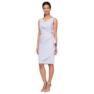 Alex Evenings Damen Schlankmachendes, Kurzes Gerüschtes Cocktailkleid mit Rüschen (Zierliche und Normale Größen) Kleid für besondere Anlässe, Lavendel, 46