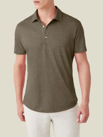 Luca Faloni Elba Polo in Khakigr&uuml;n aus Leinen-Jersey f&uuml;r Herren